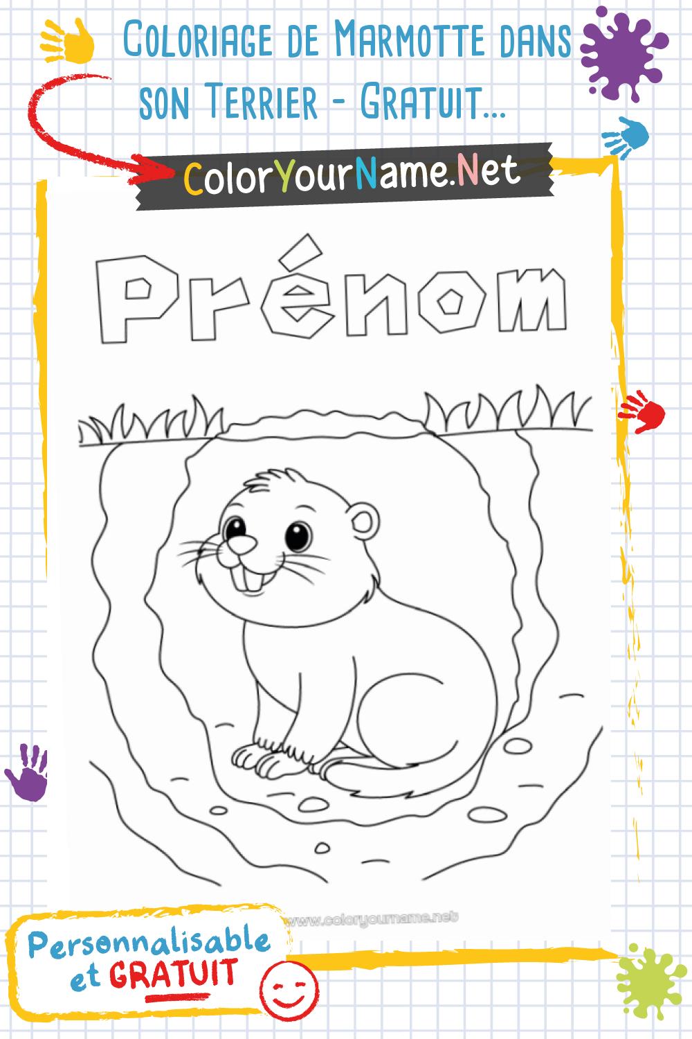 Coloriage de Marmotte dans son Terrier - Gratuit et Personnalisable
