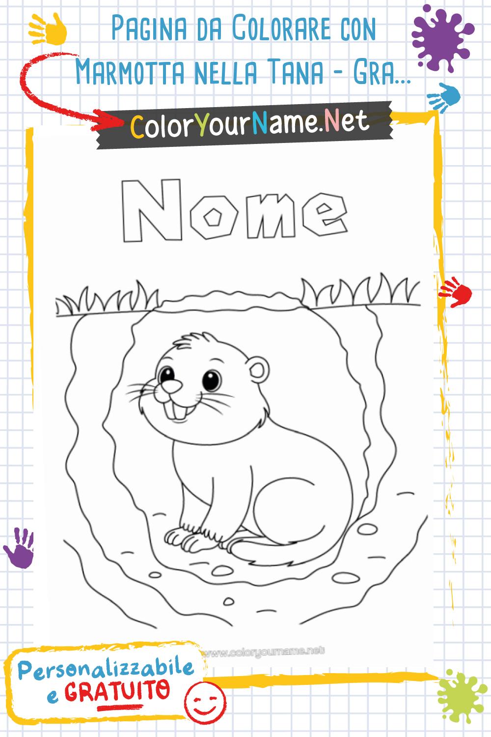 Pagina da Colorare con Marmotta nella Tana - Gratis e Personalizzabile