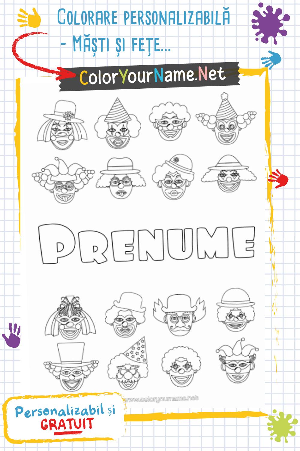 Colorare personalizabilă – Măști și fețe de clovni