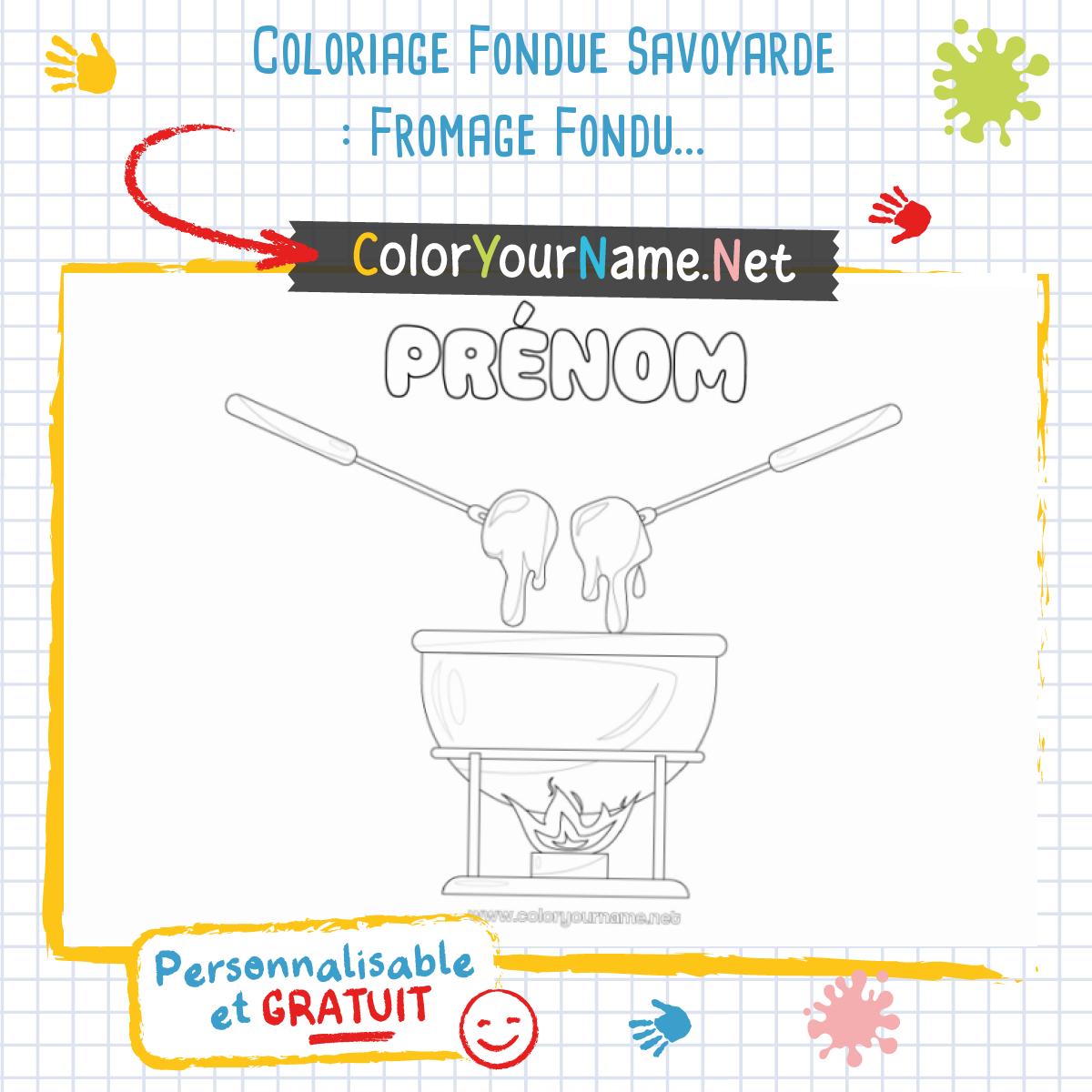 Coloriage Fondue Savoyarde : Fromage Fondu et Dégustation