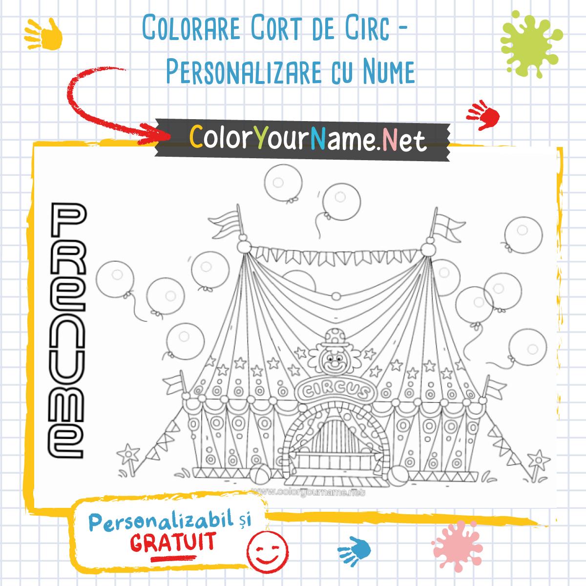 Colorare Cort de Circ – Personalizare cu Nume
