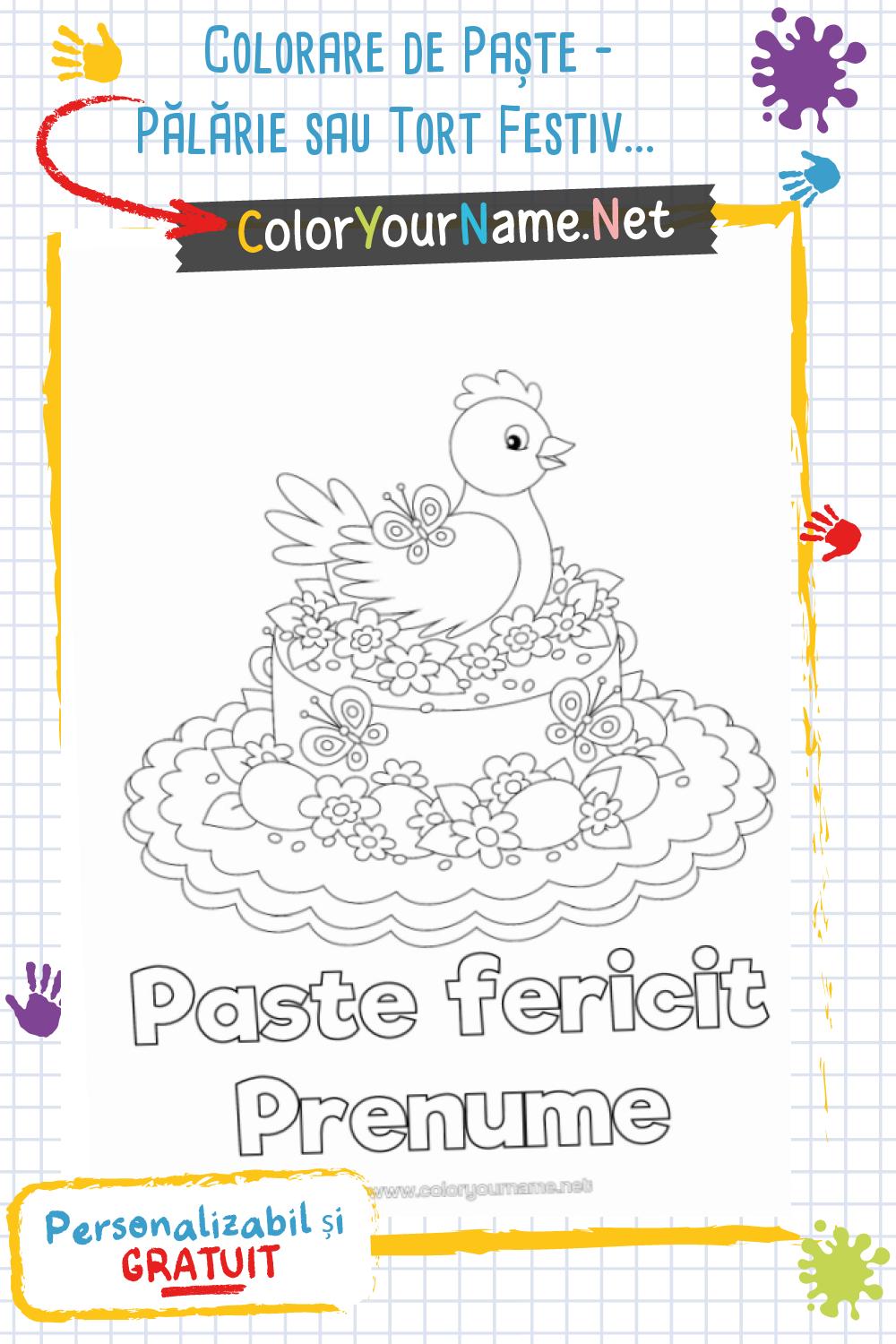 Colorare de Paște – Pălărie sau Tort Festiv cu o Găină