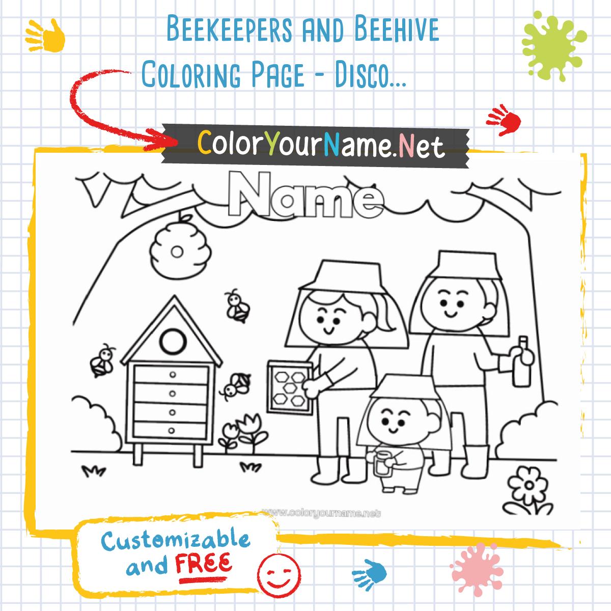 Beekeepers and Beehive Coloring Page – Discover the World of Bees