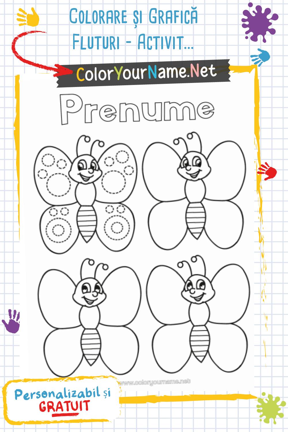 Colorare și Grafică Fluturi - Activitate Educațională de Imprimat