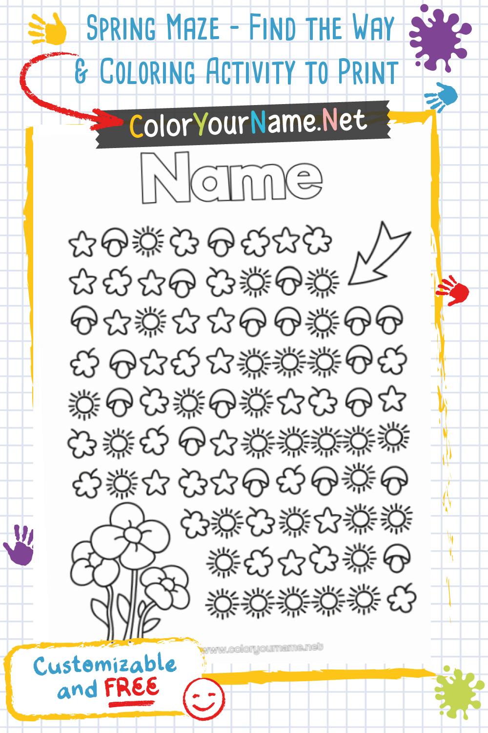 Spring Maze - Find the Way & Coloring Activity to Print