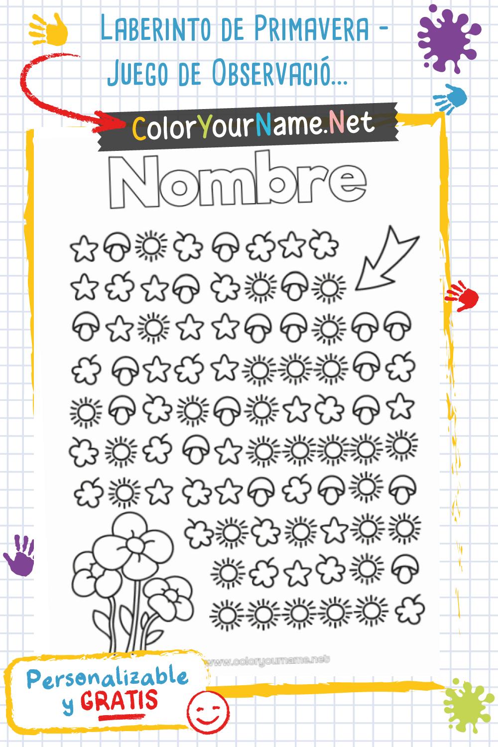 Laberinto de Primavera - Juego de Observación y Colorear para Imprimir