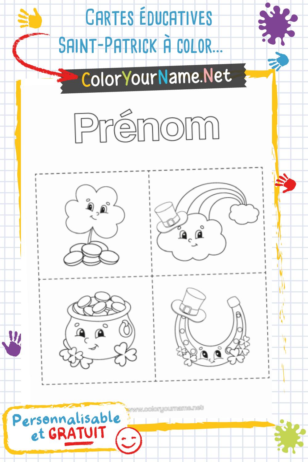Cartes éducatives Saint-Patrick à colorier – Gratuit et personnalisable