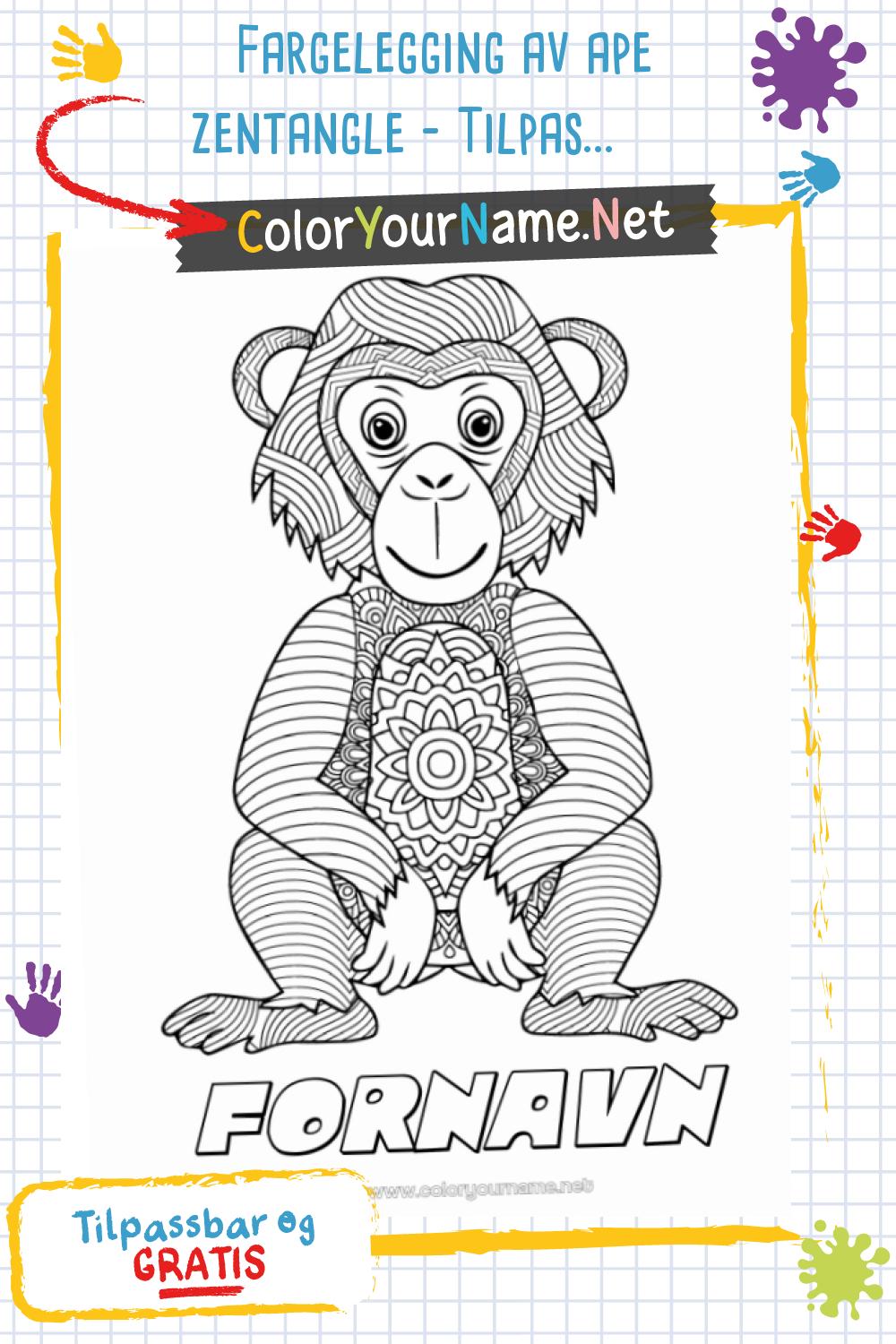 Fargelegging av ape zentangle – Tilpasset mandala