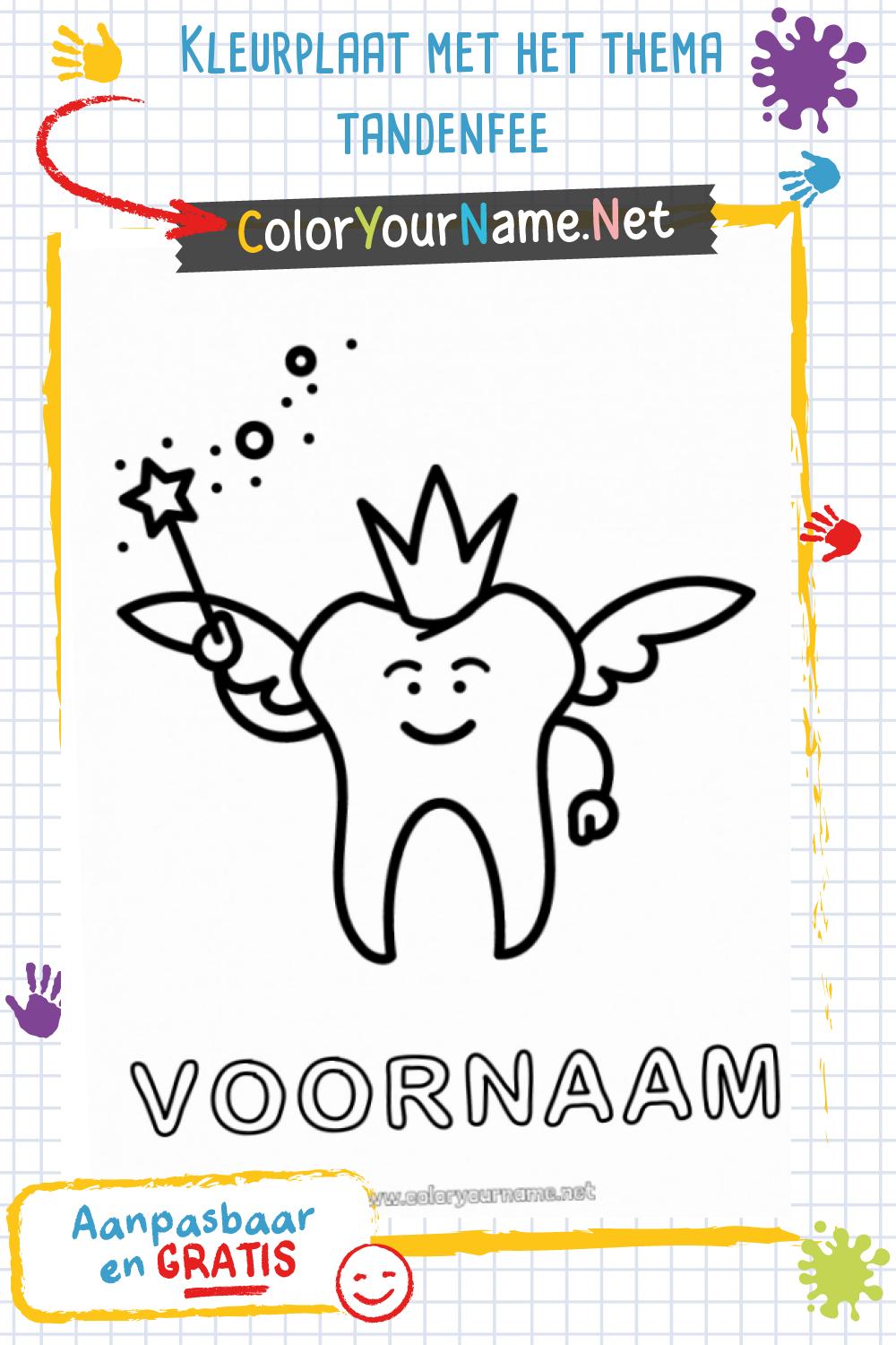Kleurplaat met het thema tandenfee