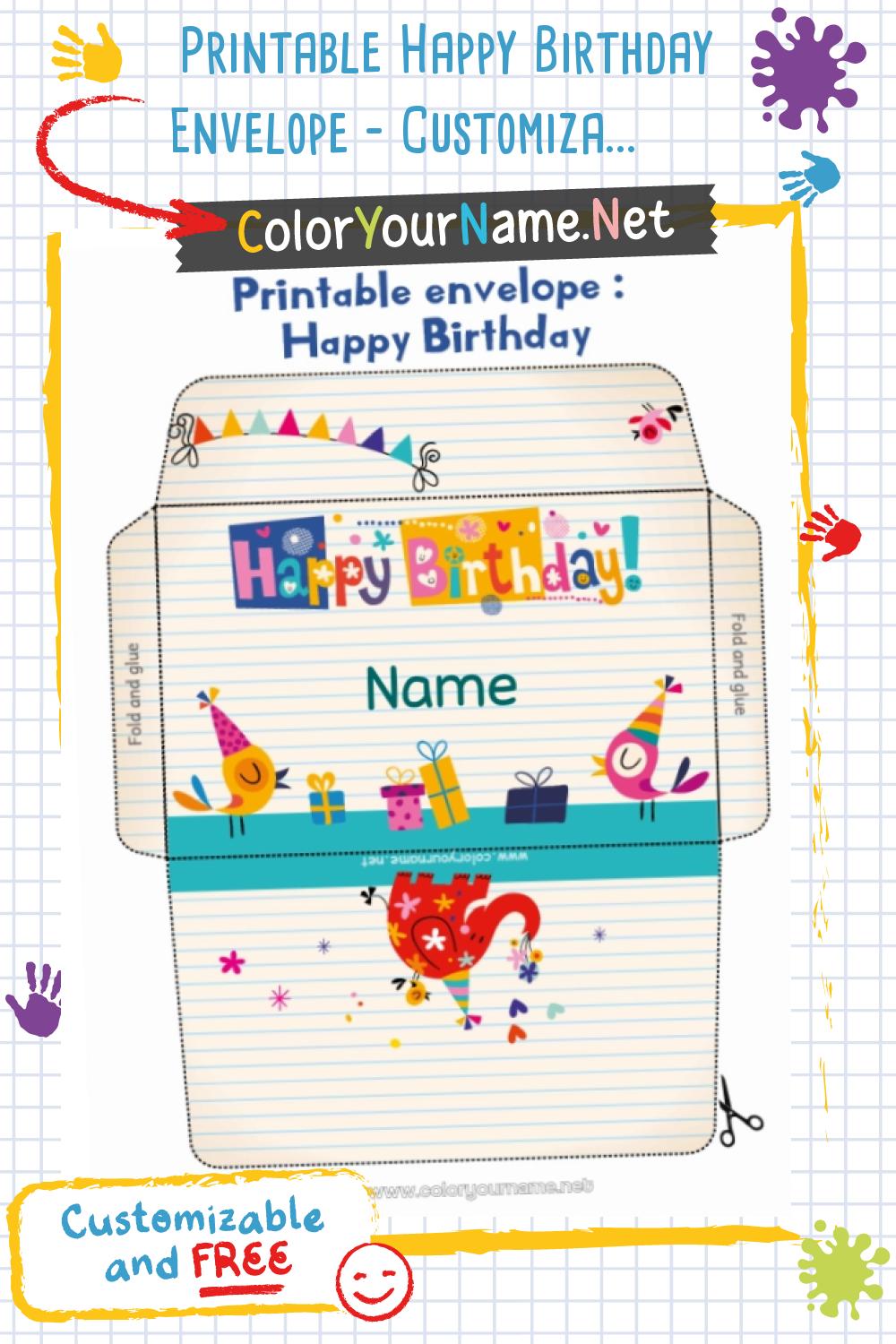 Printable Happy Birthday Envelope – Customizable with Name