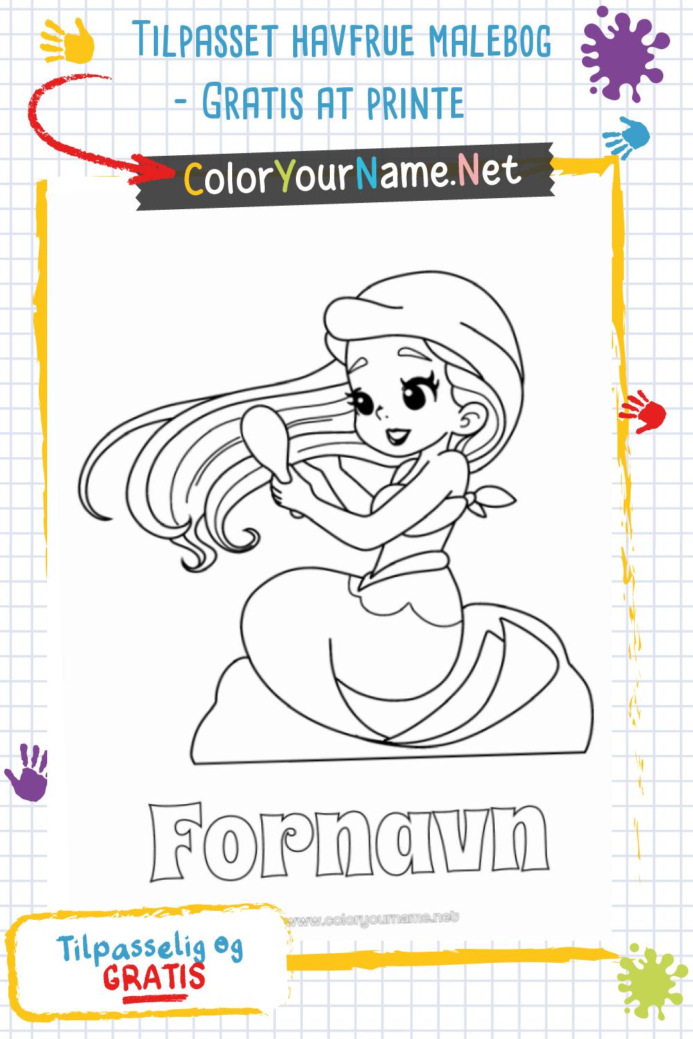 Tilpasset havfrue malebog – Gratis at printe