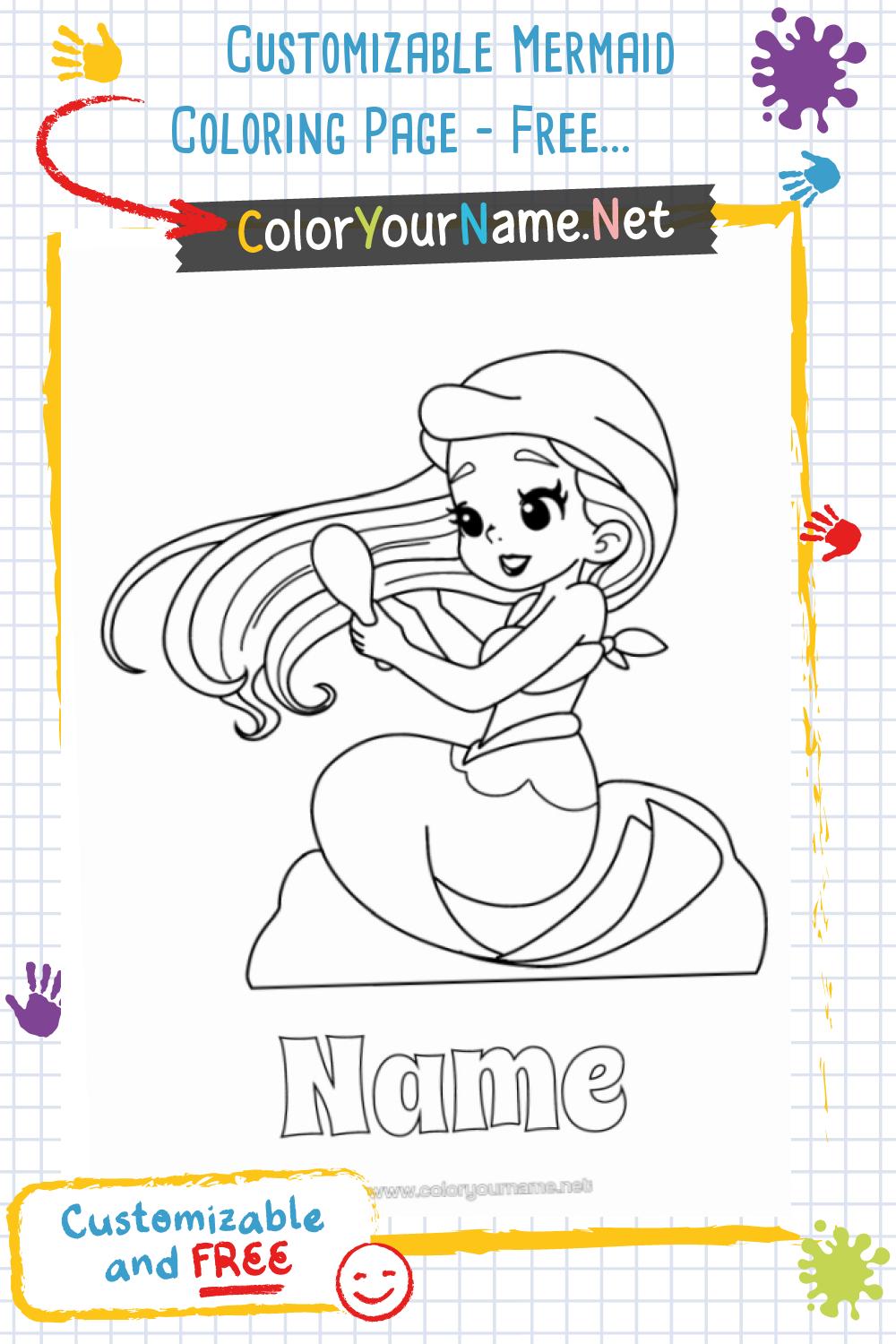 Customizable Mermaid Coloring Page – Free to Print