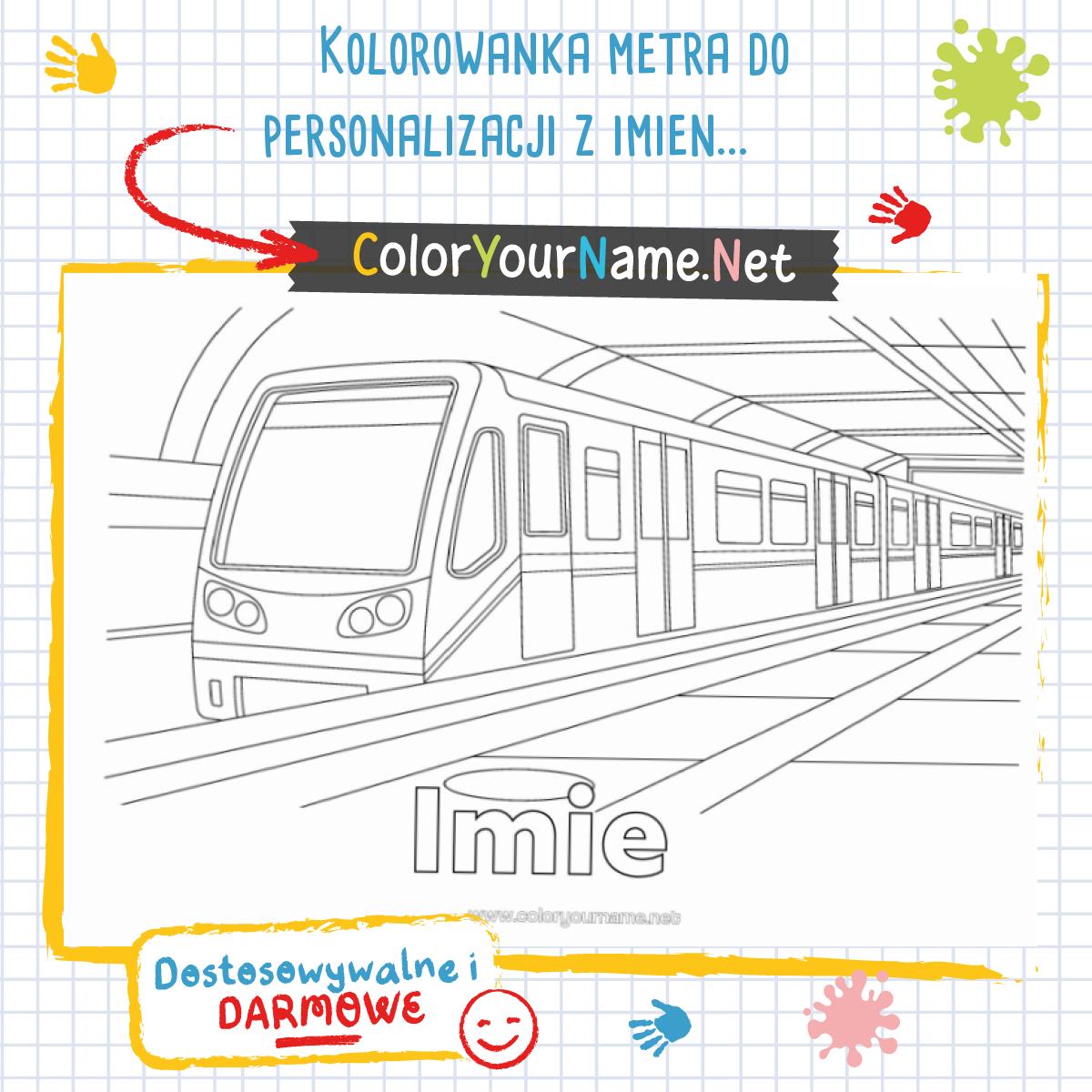 Kolorowanka metra do personalizacji z imieniem – Darmowe do wydruku