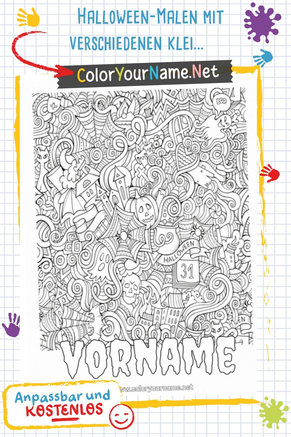 Halloween-Malen mit verschiedenen kleinen Motiven