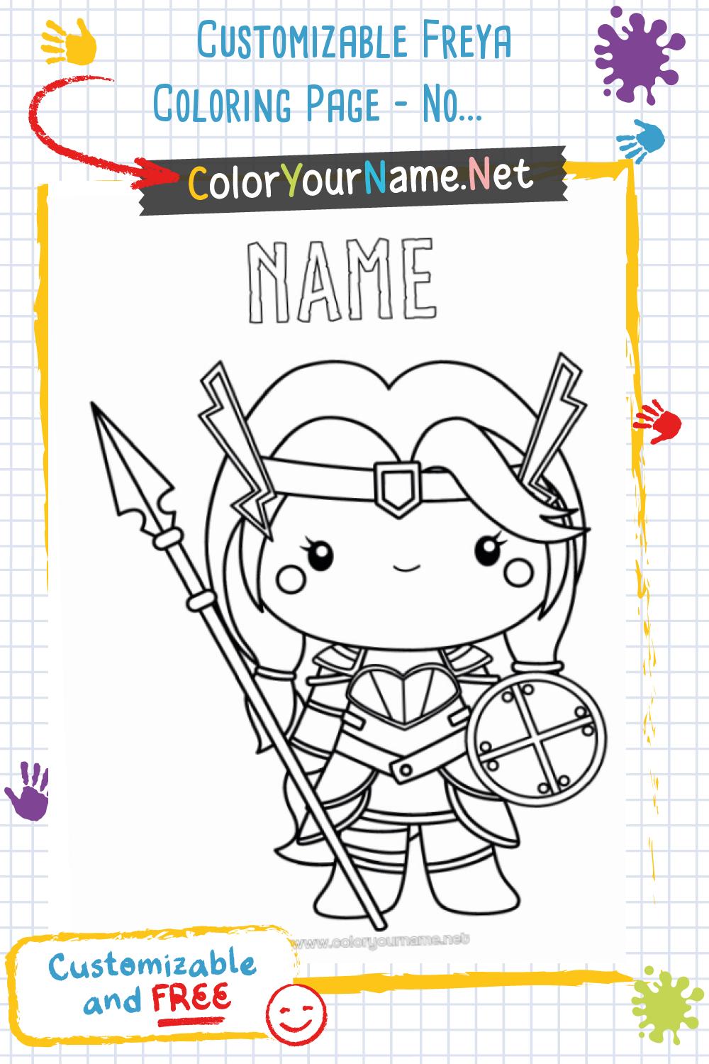 Customizable Freya Coloring Page – Norse Goddess of War and Love