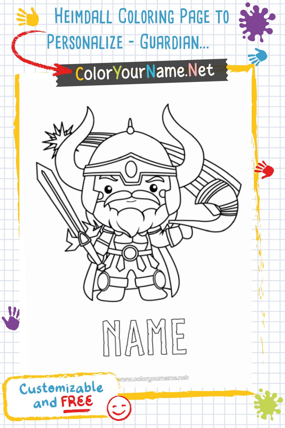 Heimdall Coloring Page to Personalize – Guardian of the Rainbow Bridge