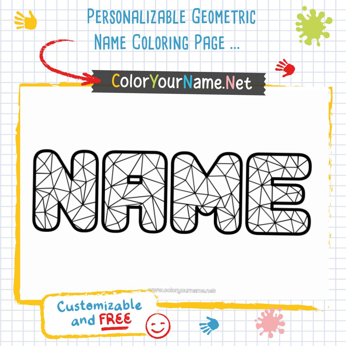 Personalizable Geometric Name Coloring Page – Letters to Color for Kids
