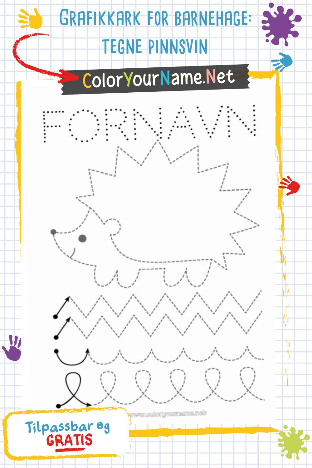 Grafikkark for barnehage: tegne pinnsvin