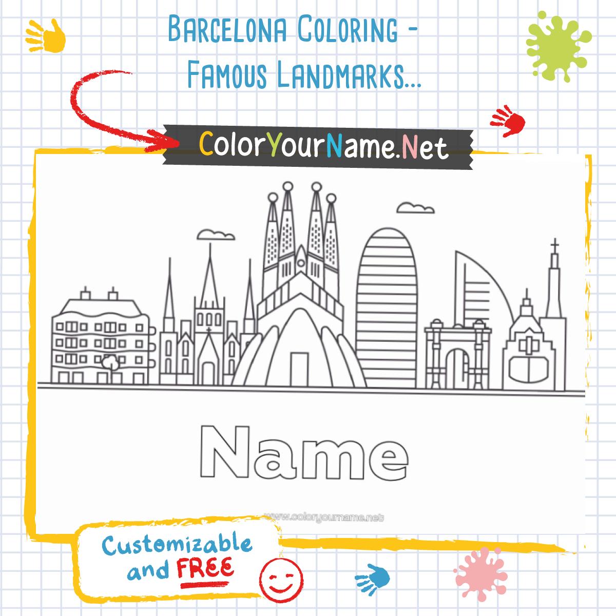 Barcelona Coloring – Famous Landmarks to Personalize
