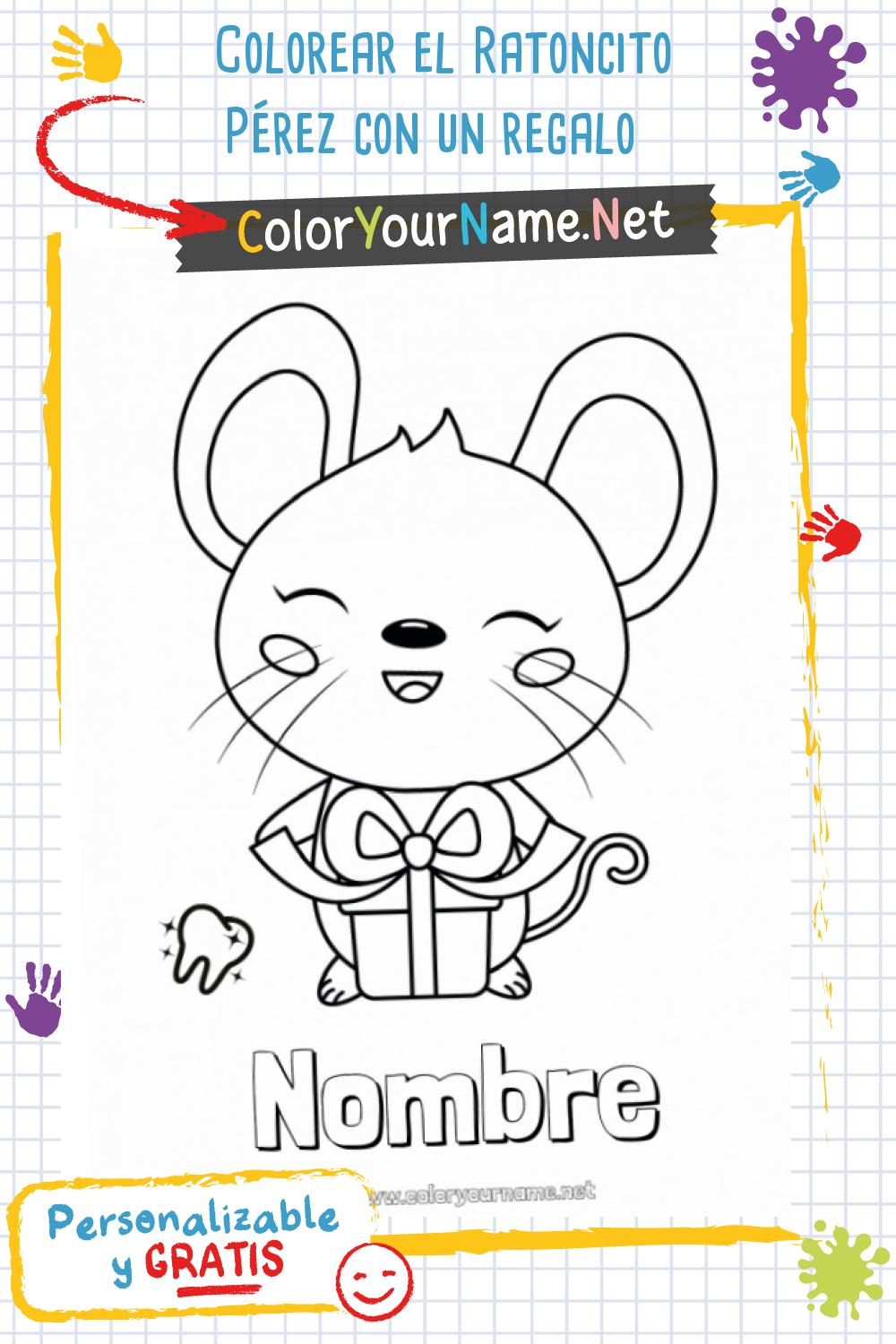 Colorear el Ratoncito Pérez con un regalo