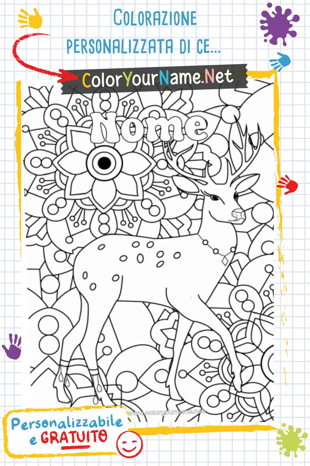 Colorazione personalizzata di cervo zentangle da stampare