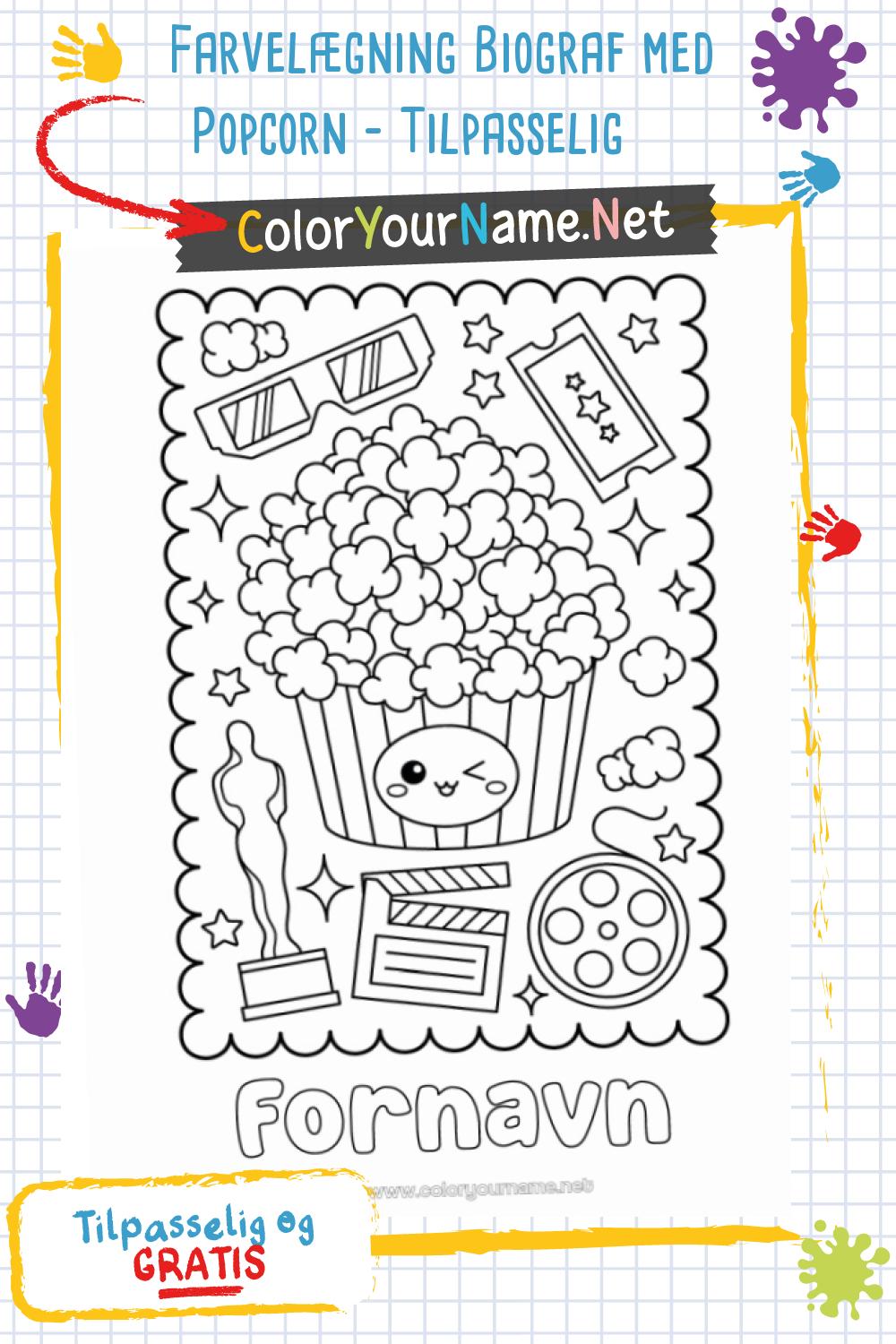 Farvelægning Biograf med Popcorn – Tilpasselig