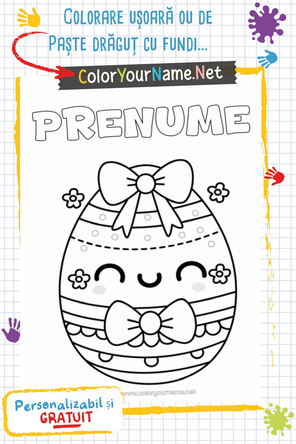 Colorare ușoară ou de Paște drăguț cu fundițe – Personalizabil