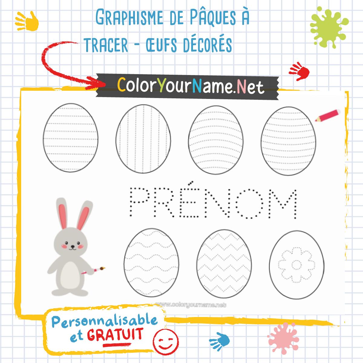 Graphisme de Pâques à tracer – œufs décorés