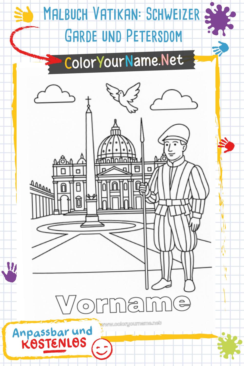 Malbuch Vatikan: Schweizer Garde und Petersdom