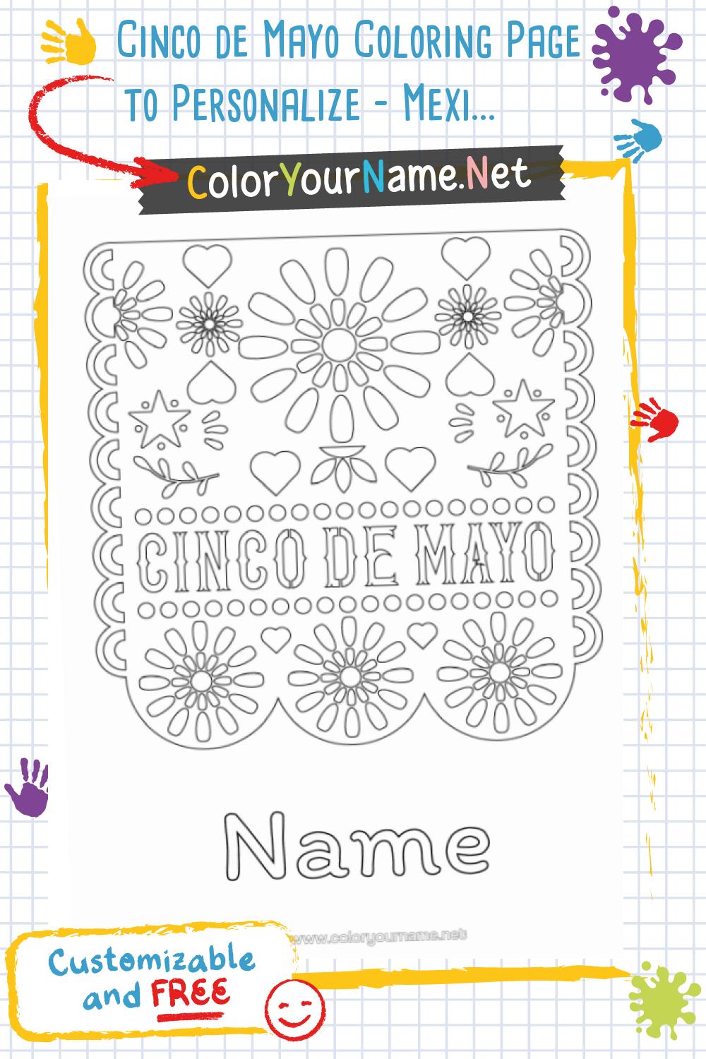 Cinco de Mayo Coloring Page to Personalize – Mexican Festive Garland