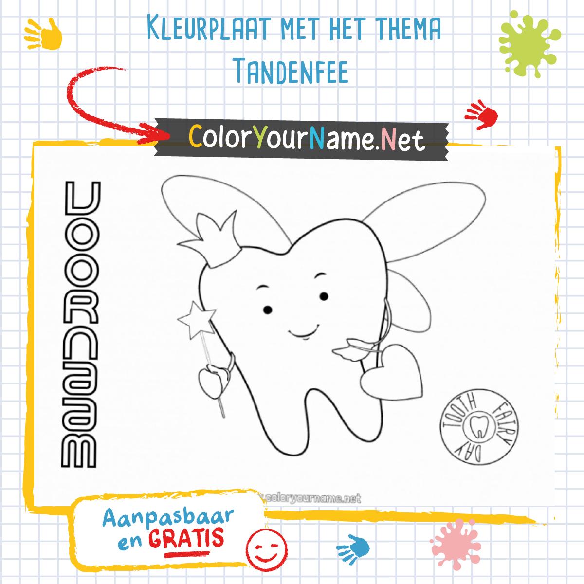 Kleurplaat met het thema Tandenfee