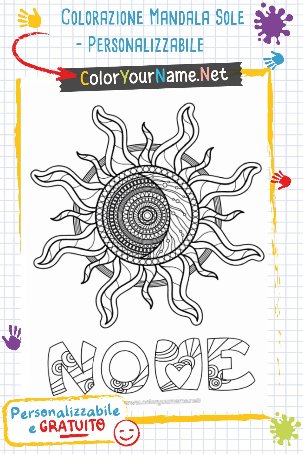 Colorazione Mandala Sole – Personalizzabile