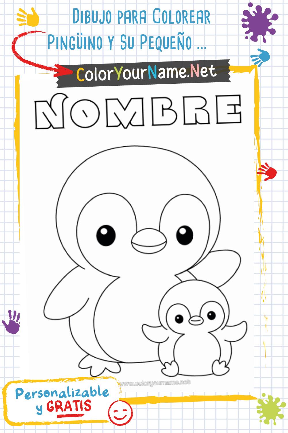 Dibujo para Colorear Pingüino y Su Pequeño – Dúo Adorable para Personalizar