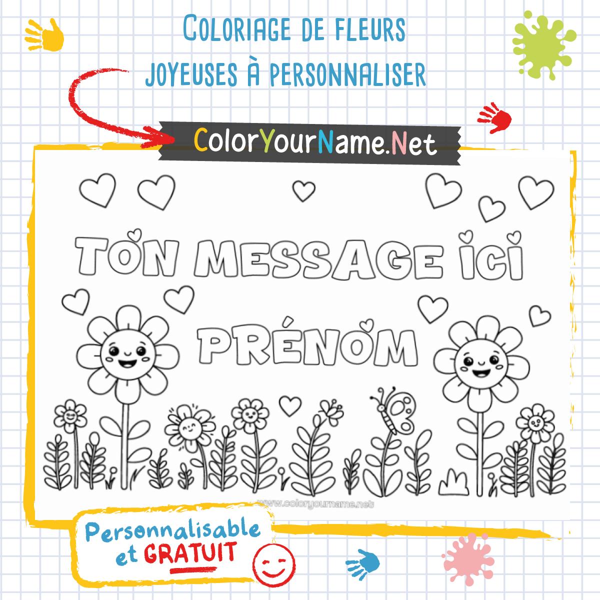 Coloriage de fleurs joyeuses à personnaliser
