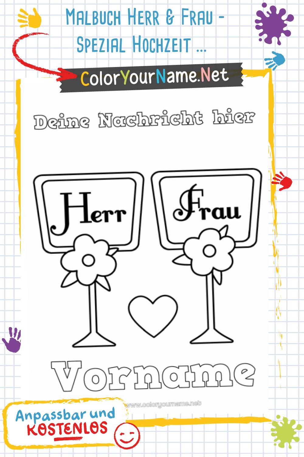 Malbuch Herr & Frau – Spezial Hochzeit zum Personalisieren