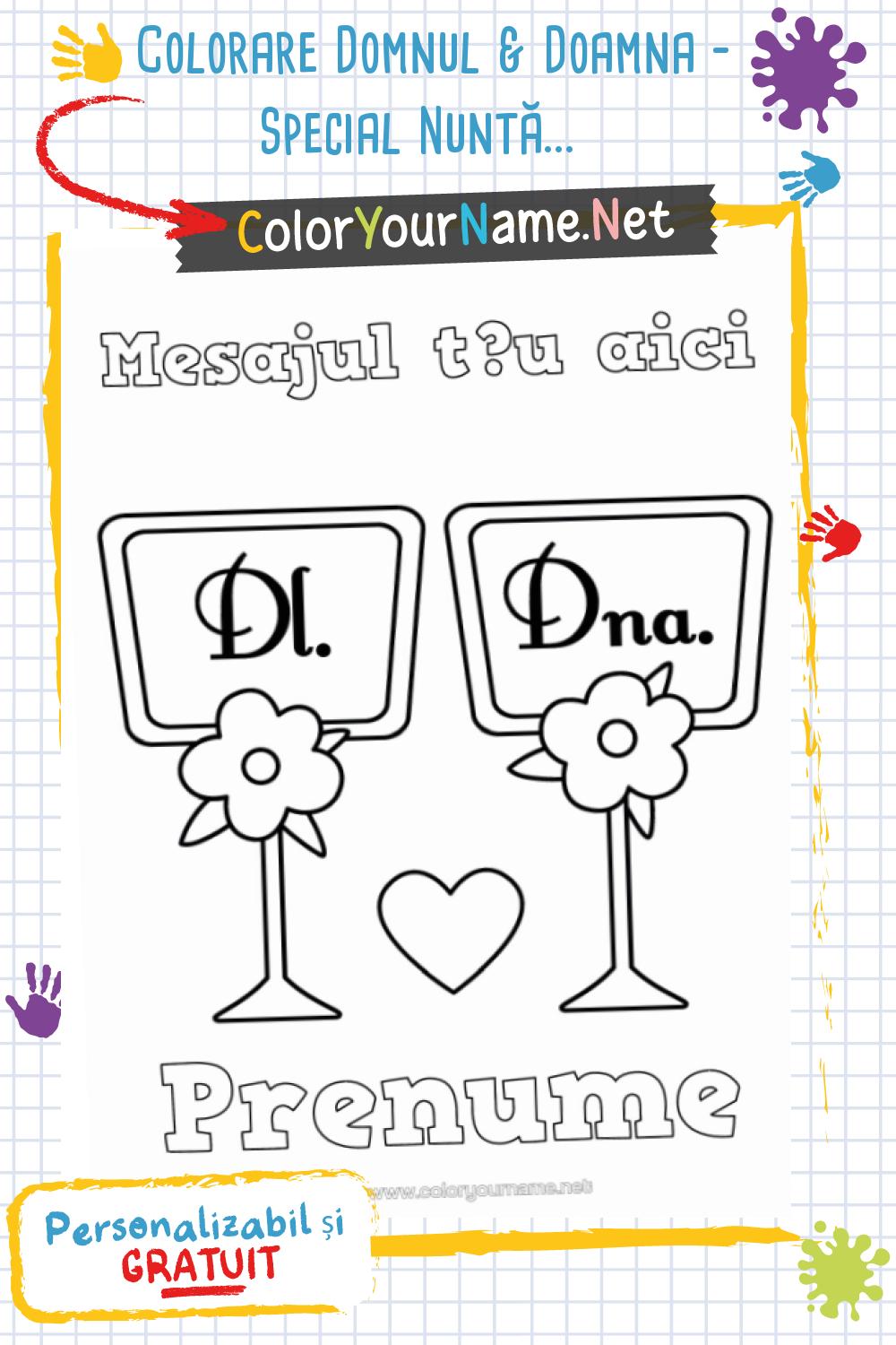 Colorare Domnul & Doamna – Special Nuntă de personalizat