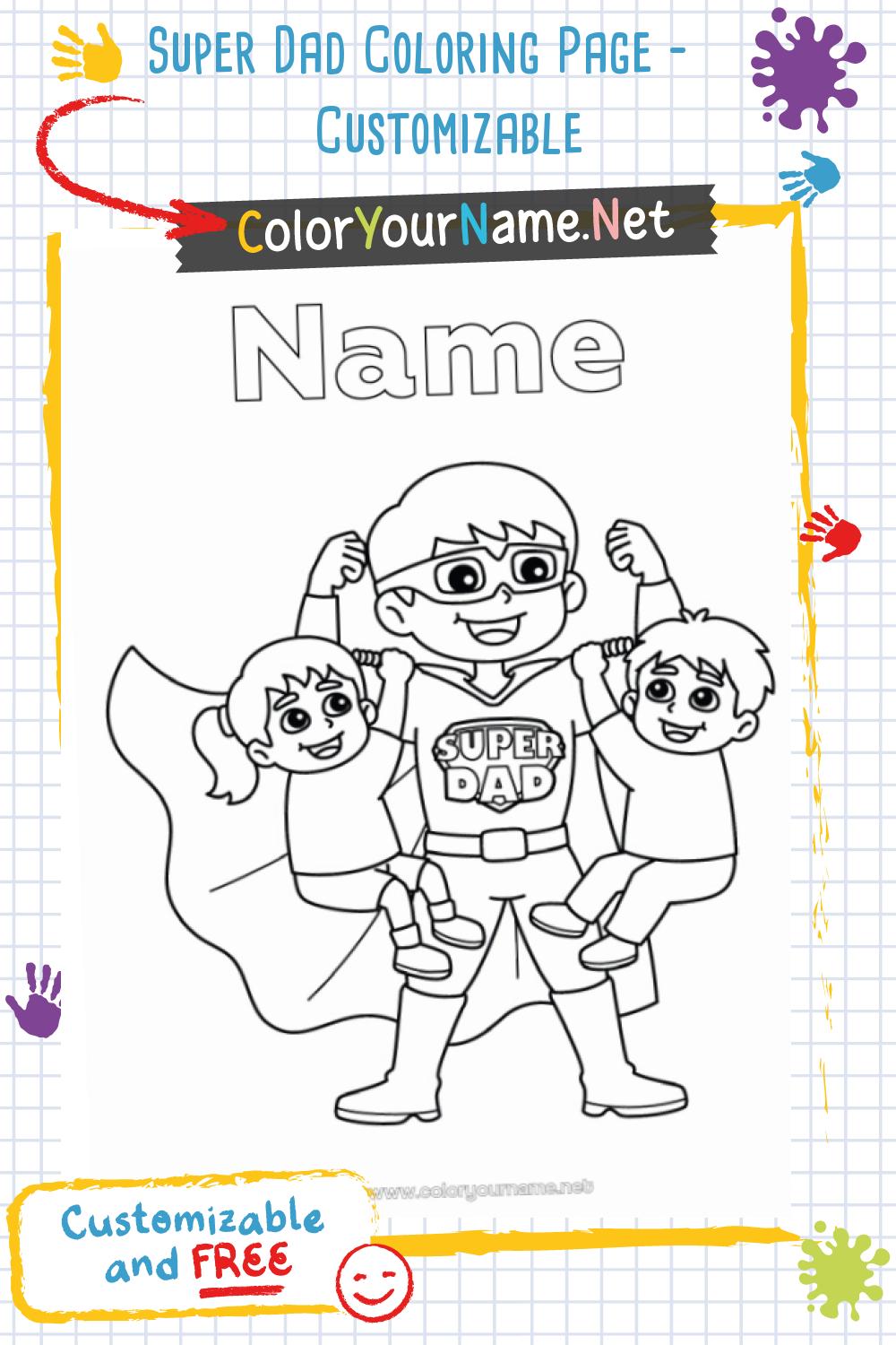 Super Dad Coloring Page – Customizable