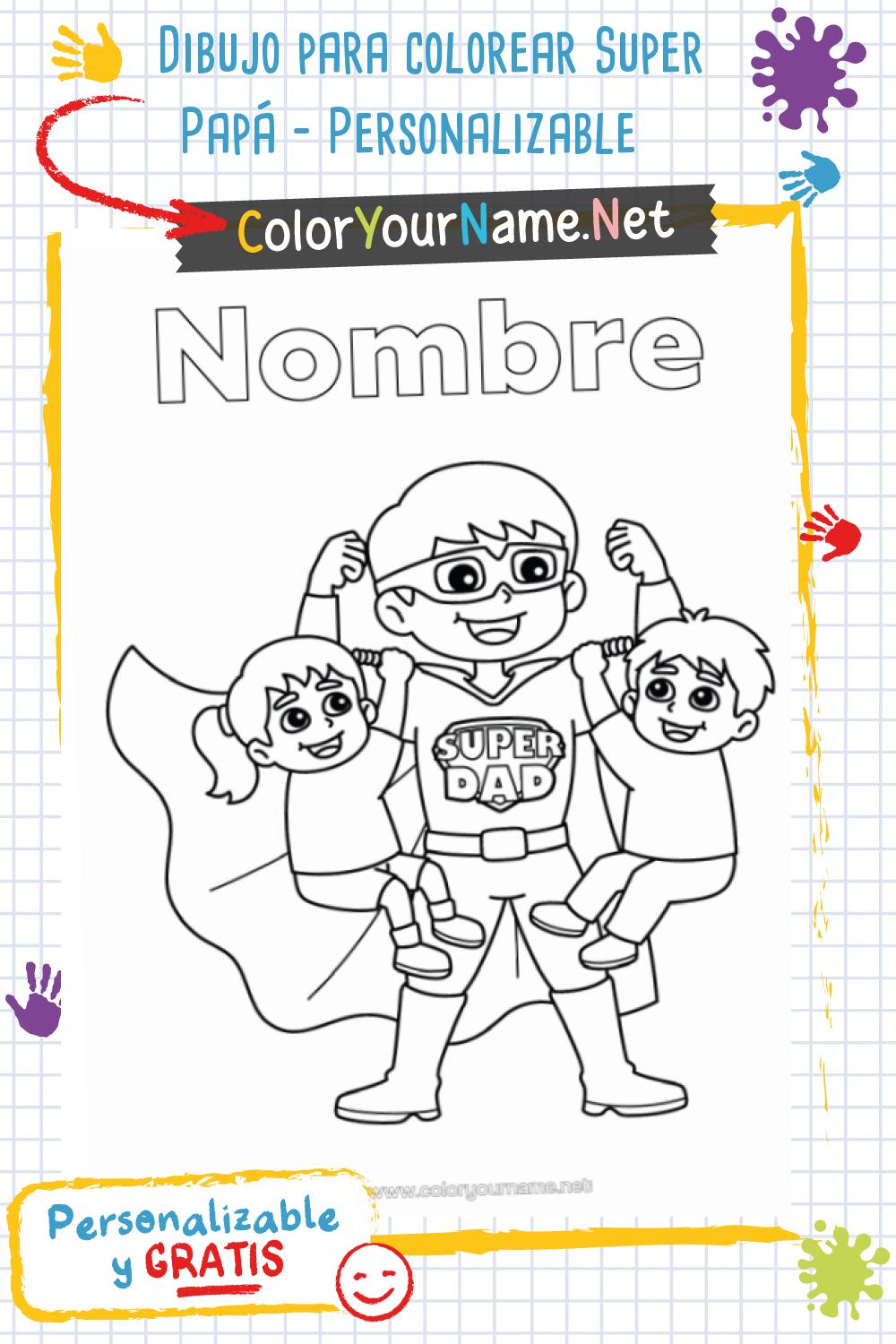 Dibujo para colorear Super Papá – Personalizable