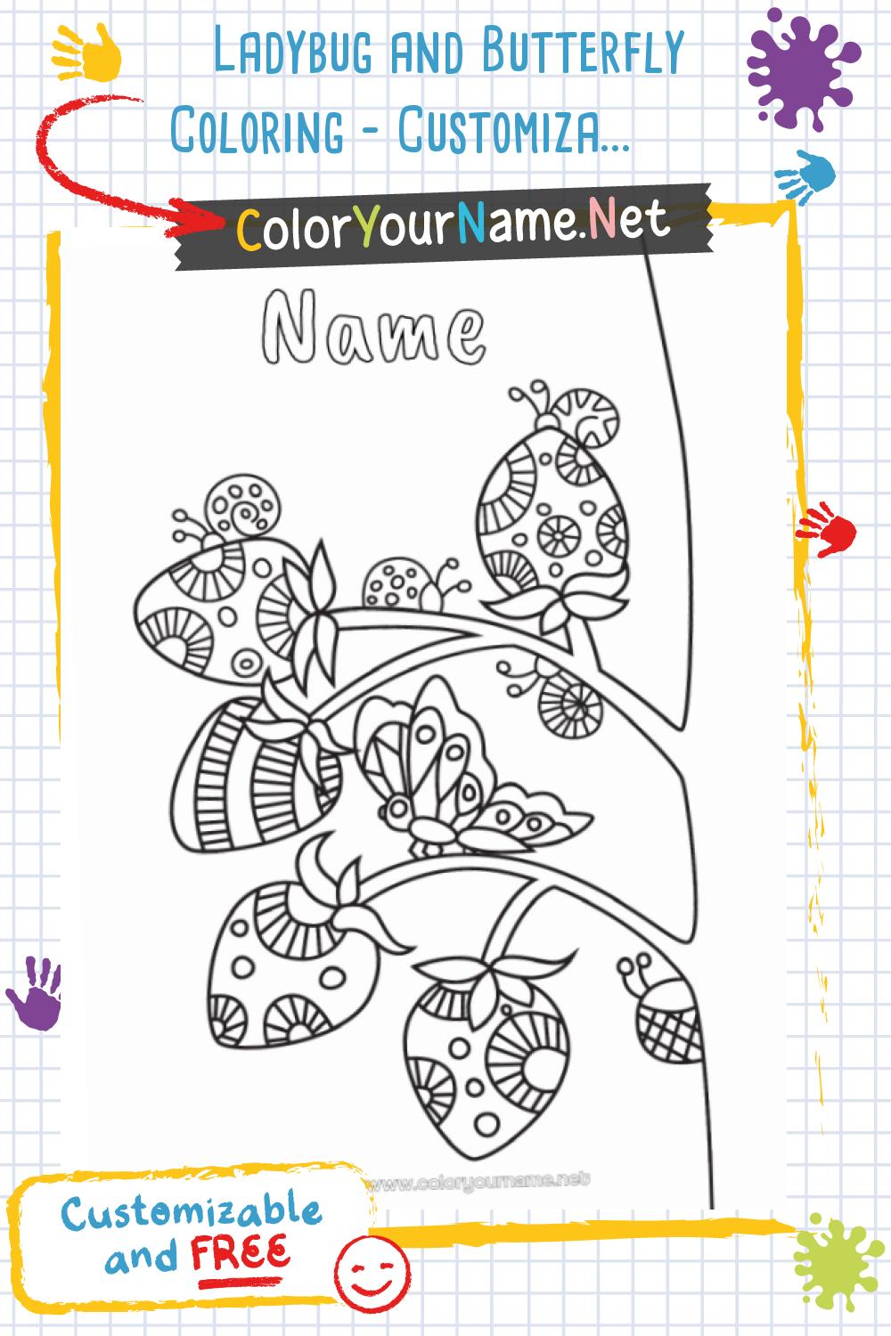 Ladybug and Butterfly Coloring – Customizable Strawberries and ...