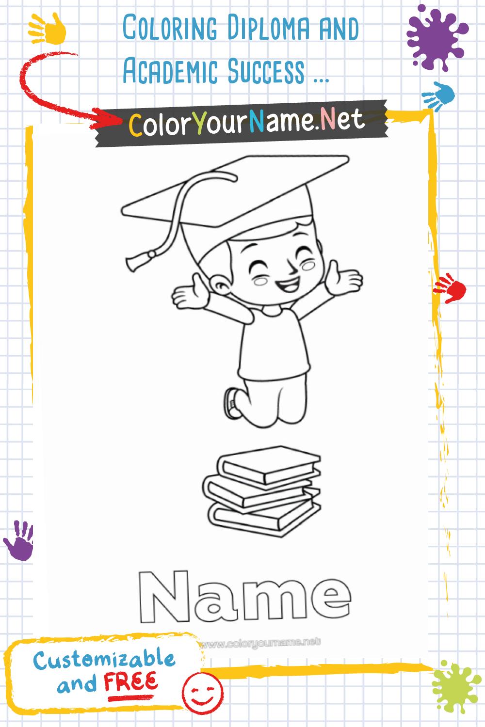 Coloring Diploma and Academic Success – Customizable Name