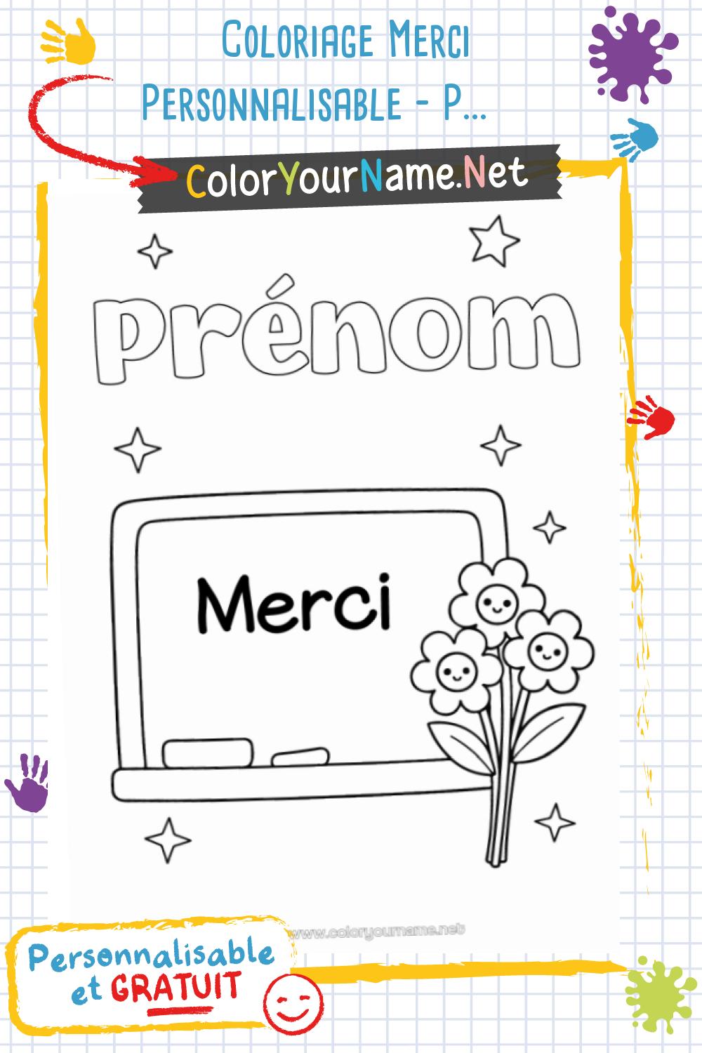 Coloriage Merci Personnalisable – Pour dire merci à sa manière