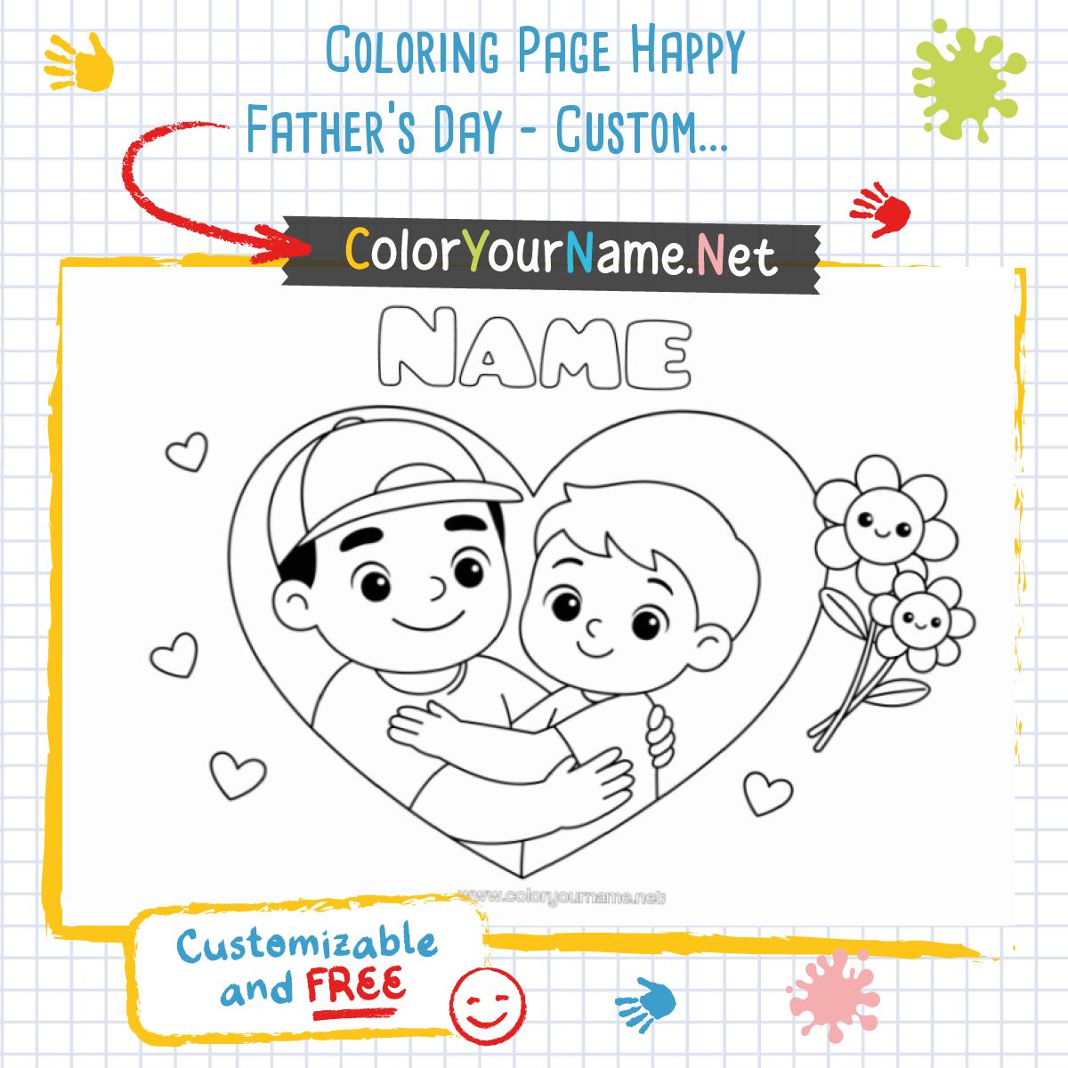 Coloring Page Happy Father's Day – Customize with Name
