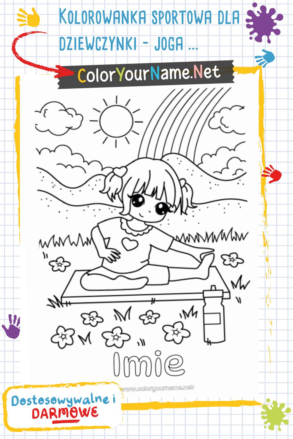 Kolorowanka sportowa dla dziewczynki – joga lub rozciąganie do wydruku ...
