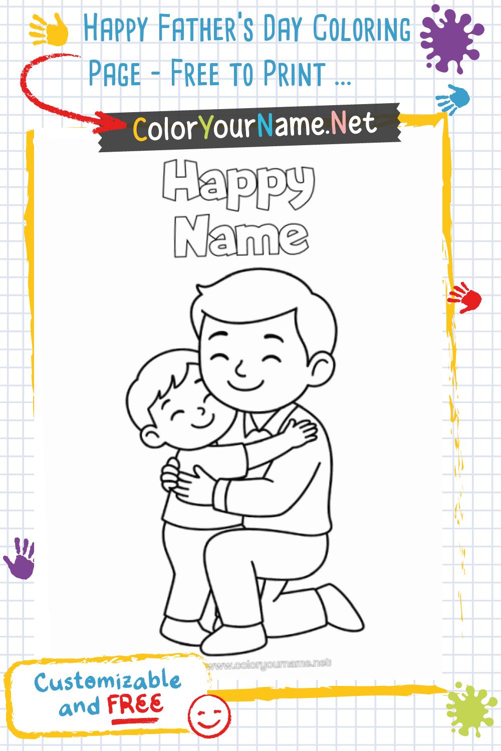 Happy Father's Day Coloring Page – Free to Print and Personalize