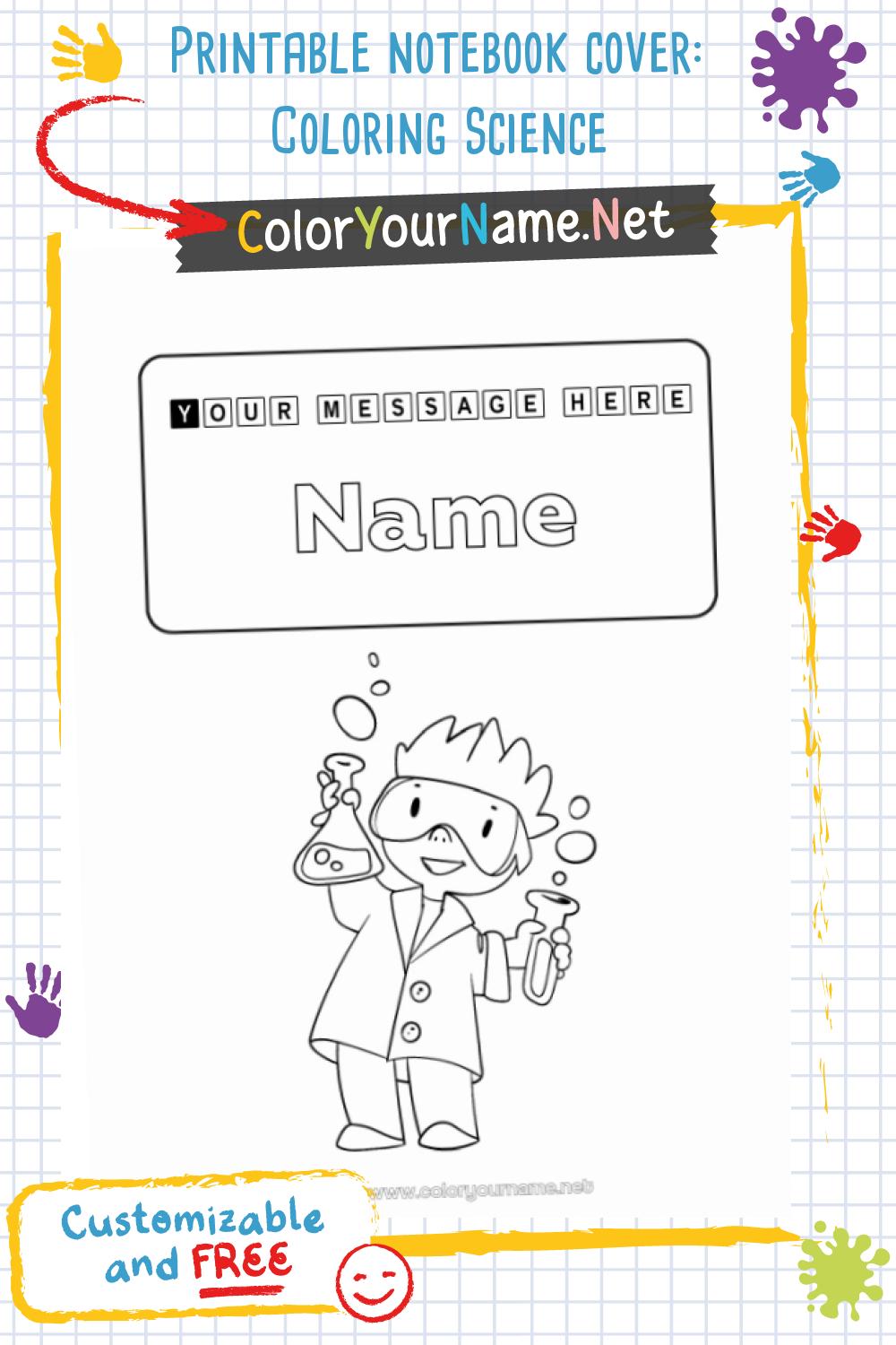 Printable notebook cover: Coloring Science