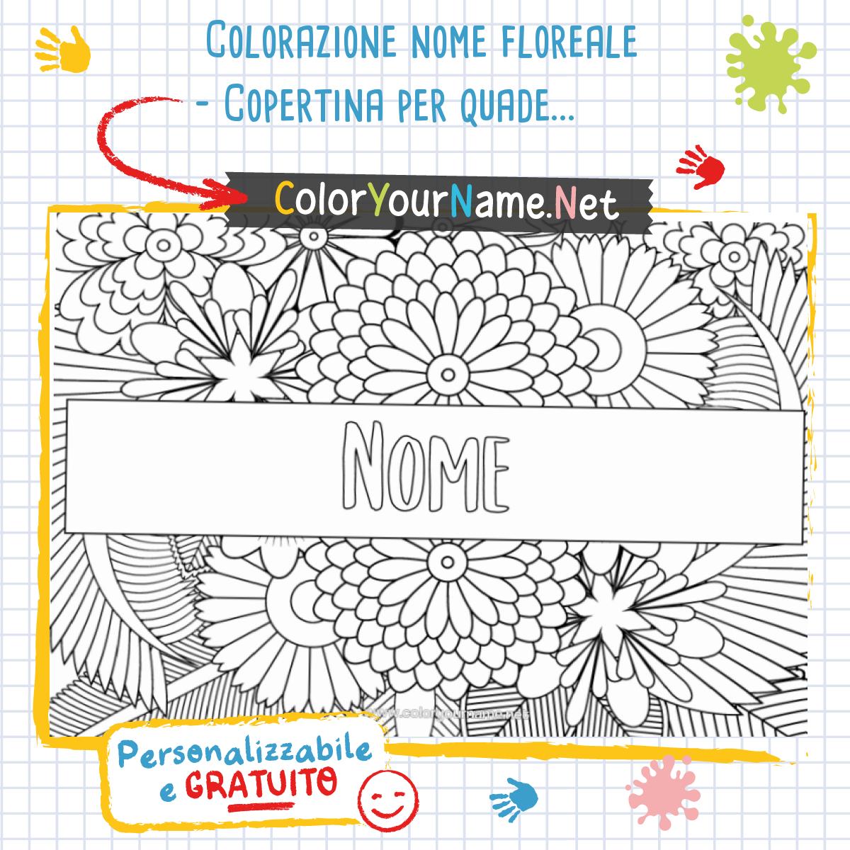 Colorazione nome floreale – Copertina per quaderno formato paesaggio da ...