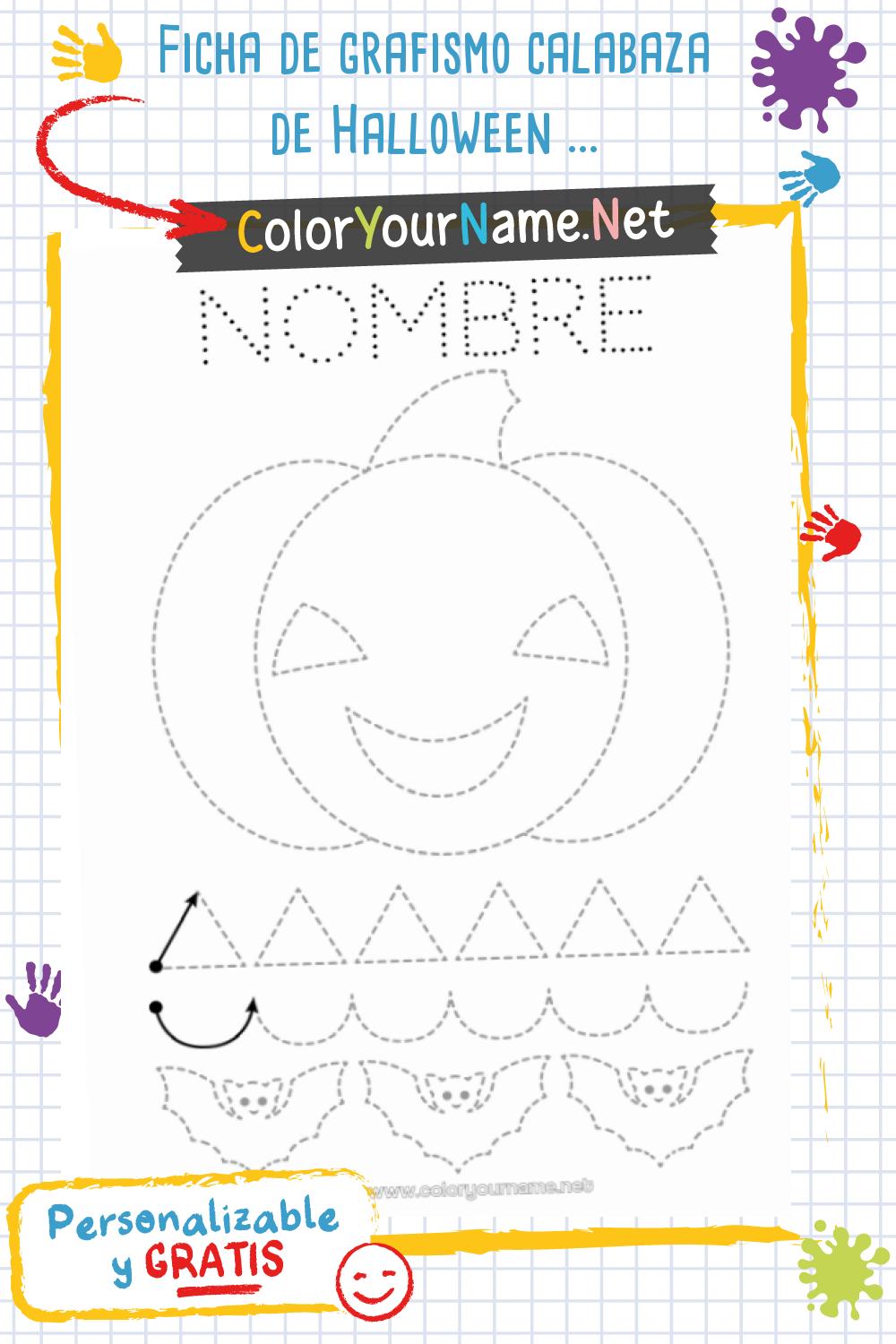 Ficha de grafismo calabaza de Halloween – Triángulos, bucles y ...