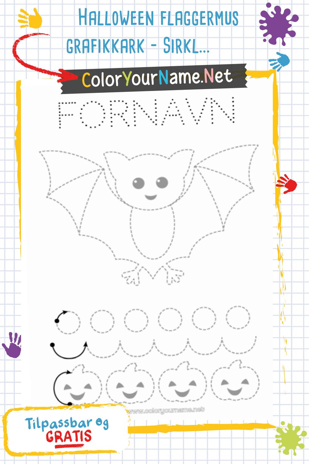 Halloween flaggermus grafikkark – Sirkler, buer og gresskar å tegne