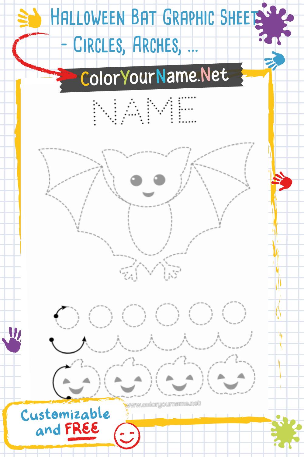 Halloween Bat Graphic Sheet – Circles, Arches, and Pumpkins to Trace