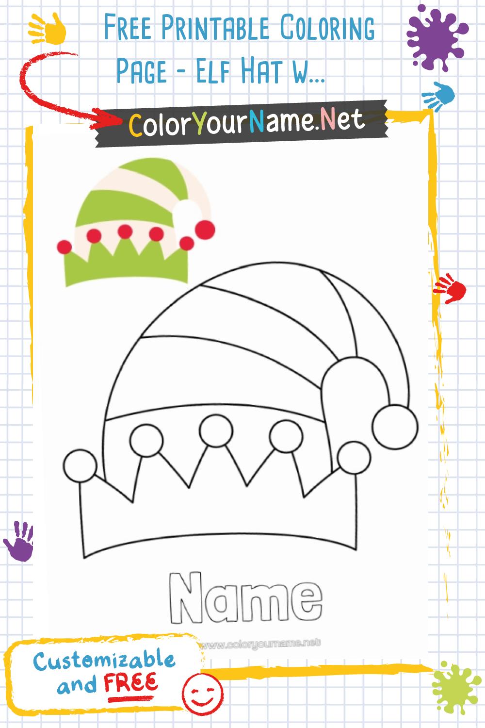 Free Printable Coloring Page – Elf Hat with Template